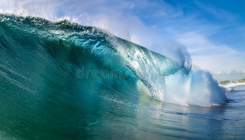 A Powerful Ocean Wave Curls Majestically, Capturing the Dynamic Motion ...