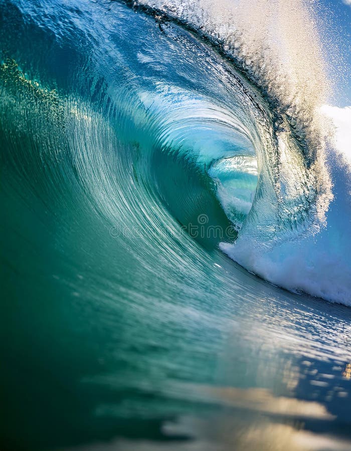 A Powerful Ocean Wave Curls Majestically, Capturing the Dynamic Motion ...