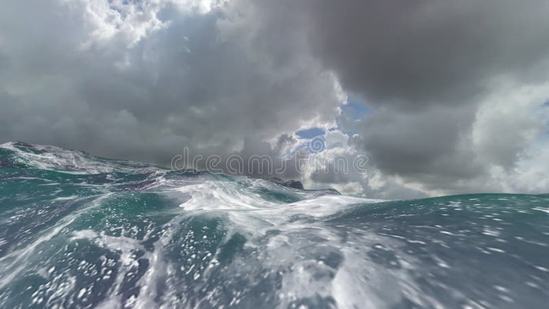 Powerful Ocean Waves Roll and Crash As the Sun Sets Behind Darkening ...