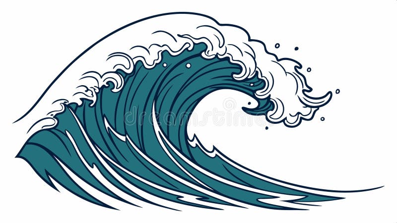 Powerful Ocean Wave Design, Sea and Nature Force Illustration Vector ...
