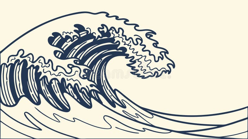 Powerful Ocean Wave, Dynamic Nature and Coastal Strength. Vector Design ...