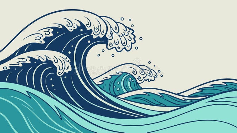 Powerful Ocean Wave, Dynamic Sea Landscape, Vector Design Generative AI ...