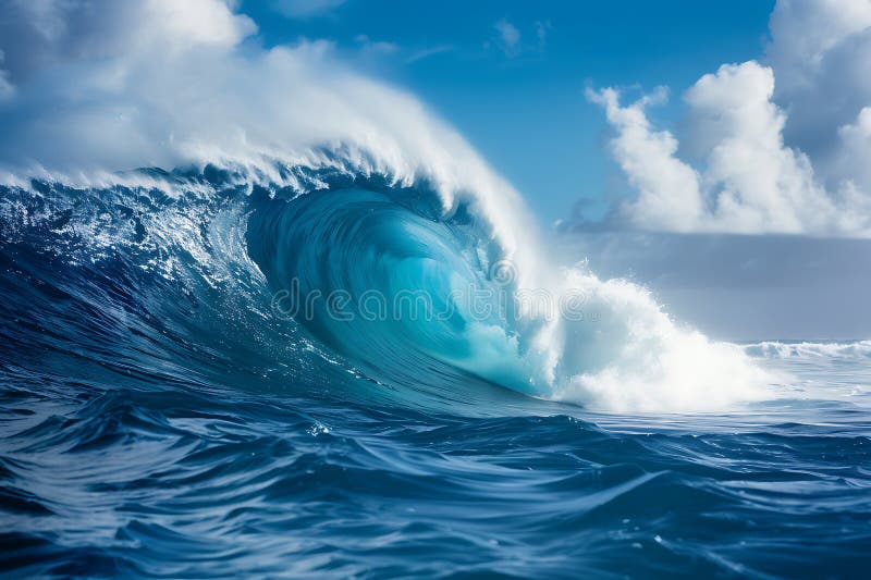 A Powerful Ocean Wave, Famous for Surfing Stock Illustration ...