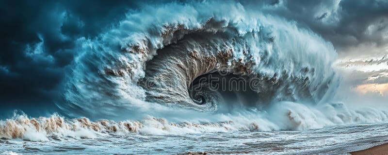 Powerful Ocean Wave Forming into a Vortex, Dramatic Seascape. Nature S ...