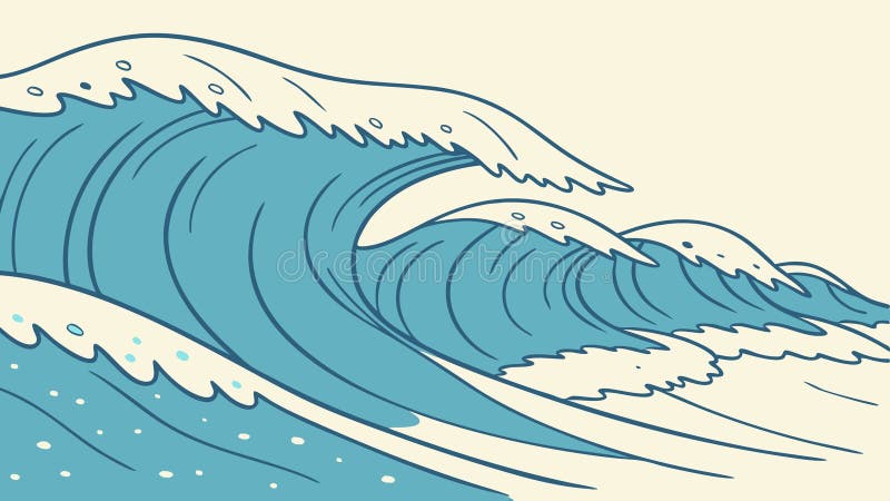 Powerful Ocean Wave Natural Force Vector Illustration, Vector Design ...