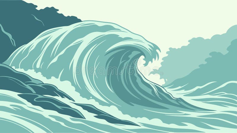 Powerful Ocean Wave, Nature S Force, Vector Design Generative AI Stock ...