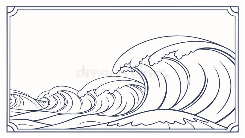 Powerful Ocean Wave in Rectangular Frame, Sea and Coastal Vector ...
