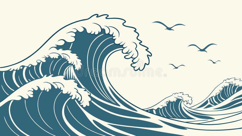 Powerful Ocean Wave with Seagulls, Symbolizing Strength & Freedom ...