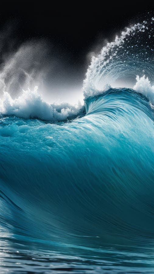 Powerful Ocean Wave with Splashes and Foam, Dynamic Water Motion on ...