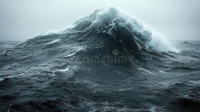 Powerful Ocean Wave in Stormy Grey Sea Stock Photo - Image of climate ...