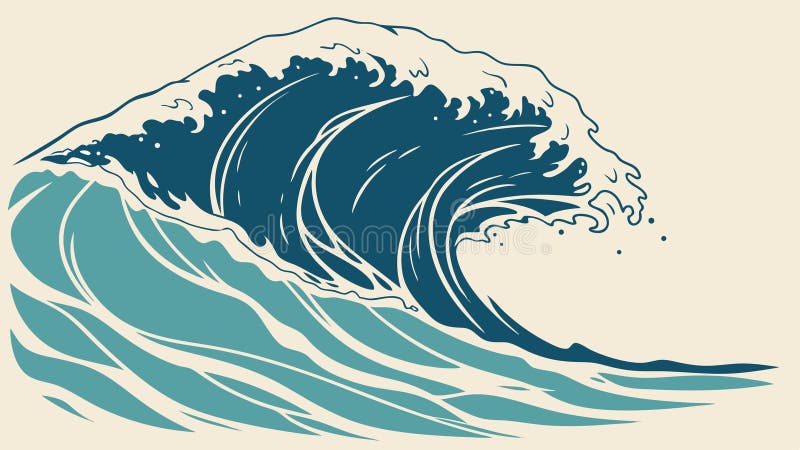 Powerful Ocean Wave Vector Art, Dynamic Sea Scape, Vector Design ...