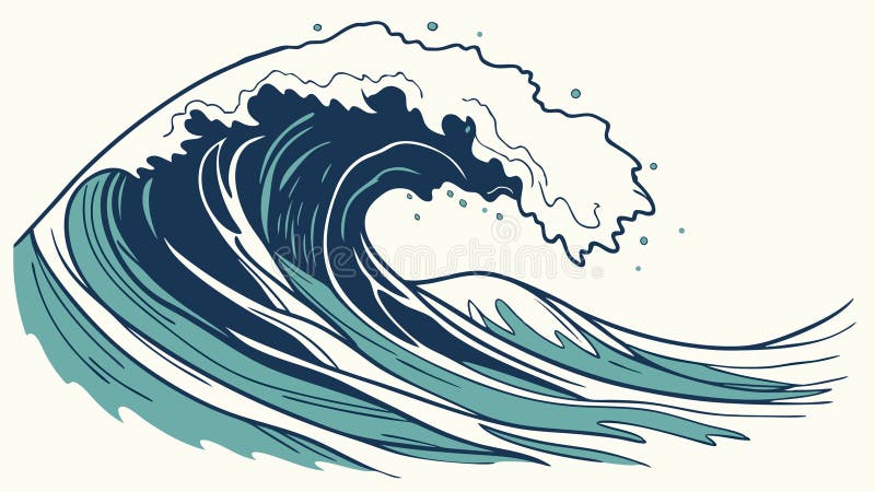 Powerful Ocean Wave Vector Art, Dynamic Sea Scape, Vector Design ...
