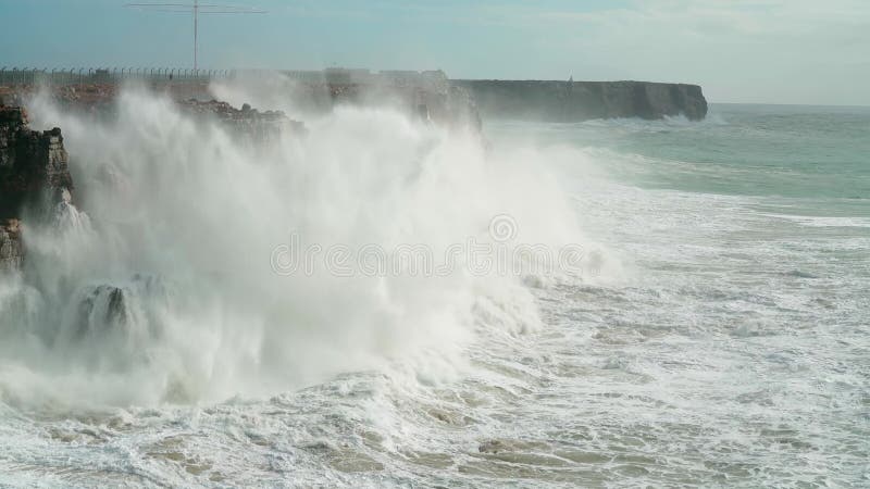 Powerful Ocean Waves Crashing Against Rugged Coastal Cliffs, Creating ...