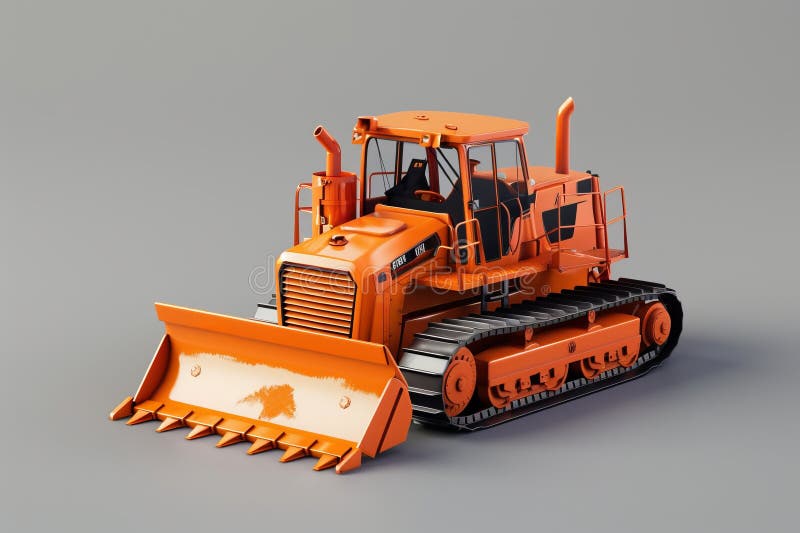 Bright Orange Bulldozer on a Neutral Background. Industrial Machinery ...