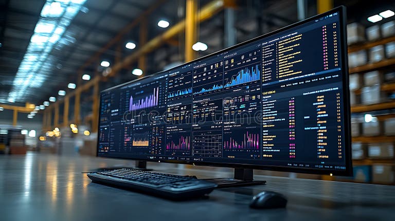 Powerful Order Fulfillment Software System Displayed on Large Monitor in Warehouse Environment ...