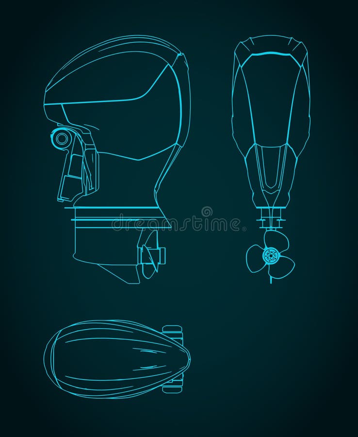 Powerful Outboard Motor Blueprints Stock Vector - Illustration of ...