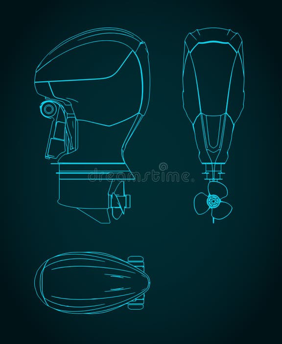 Powerful Outboard Motor Blueprints Stock Vector - Illustration of ...