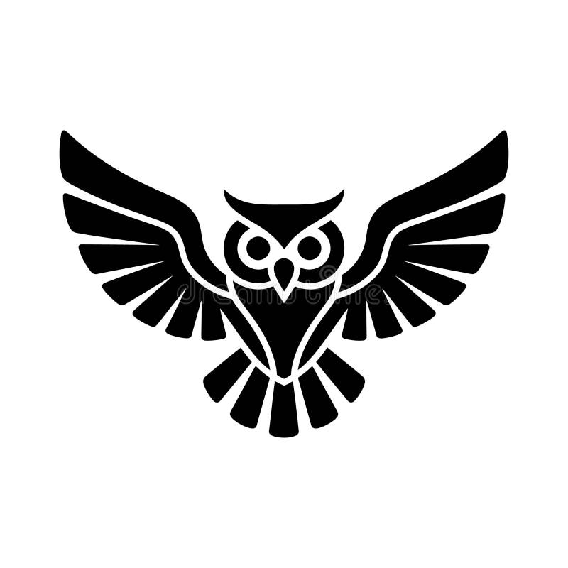 Powerful Owl in Flight, Bold Silhouette Design Stock Vector ...