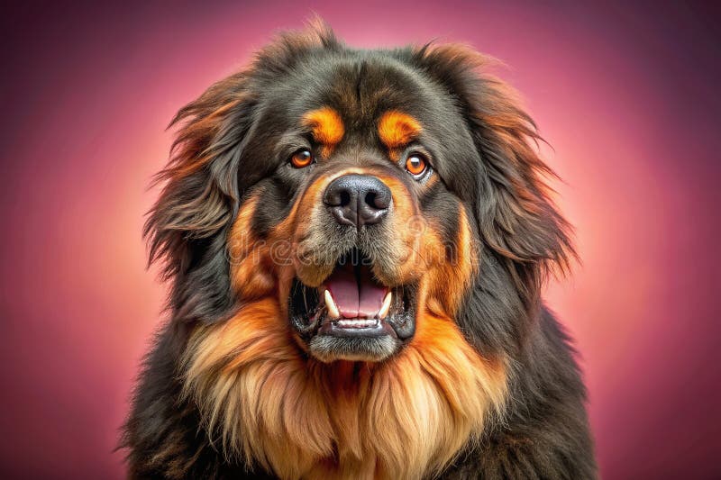 A Powerful Pastel Portrait of a Tibetan Mastiff Intense Gaze and Fierce ...