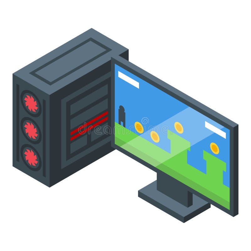 Powerful Personal Computer Displaying Side Scrolling Arcade Game Stock ...