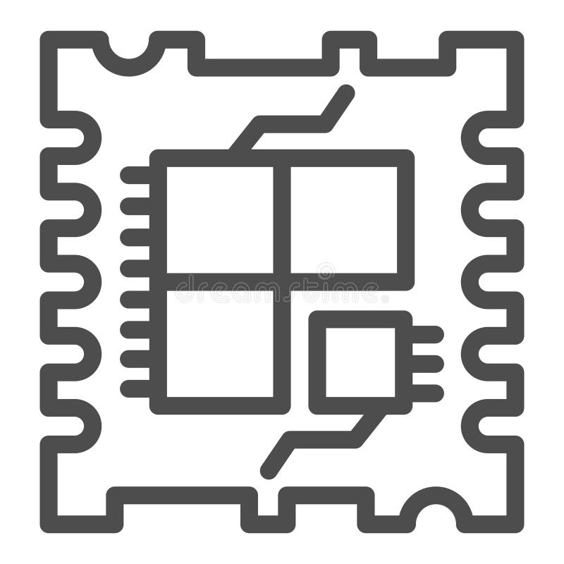 Powerful Processor with Low Energy Core Line Icon, Neural Dataset ...