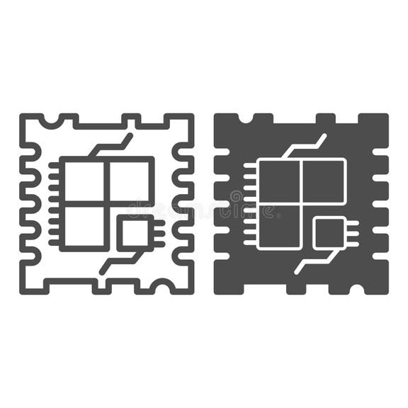 Powerful Processor with Low Energy Core Line and Solid Icon, Neural ...