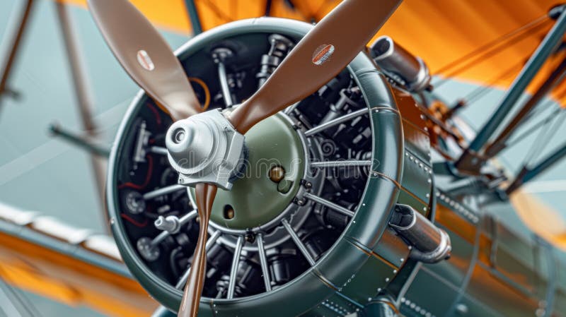 Powerful Propeller Engine of a Vintage Airplane is Ready for Taking Off ...