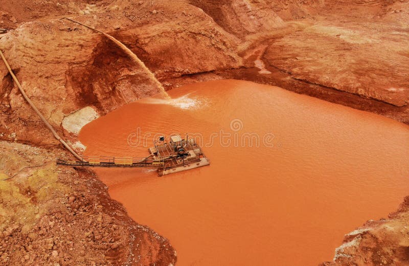 A Powerful Pump Pumps Out Water Stock Photo - Image of quarry, water ...