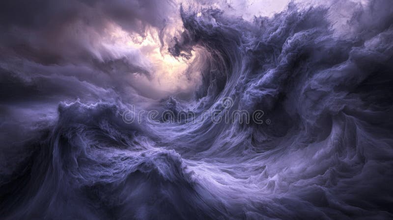 Powerful Purple Ocean Wave during a Dramatic Storm Stock Illustration ...