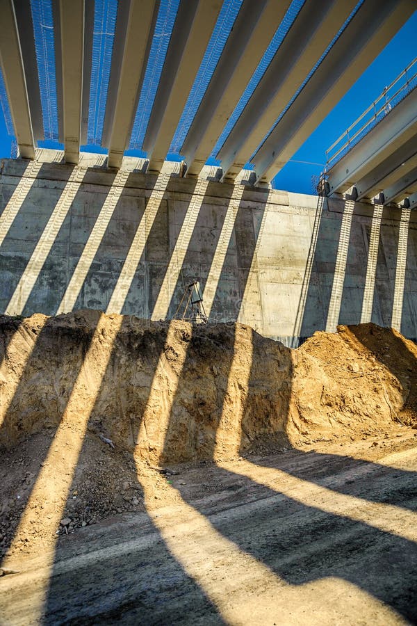 Powerful pylons stock photo. Image of pylons, wall, flooring - 252817016