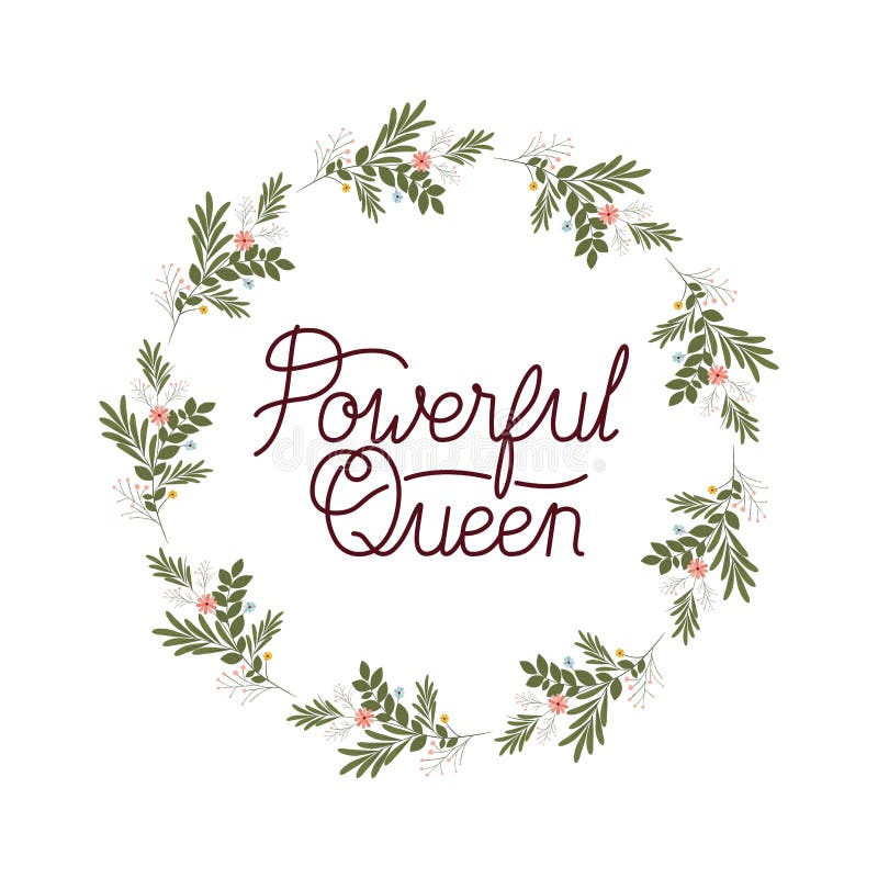 Powerful Queen Label with Flowers Frame Icons Stock Vector ...