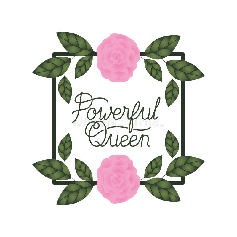 Powerful Queen Label with Roses Frame Icons Stock Vector - Illustration ...