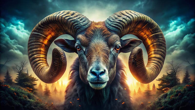 Powerful Ram Double Exposure a Stunning Display of Strength and ...