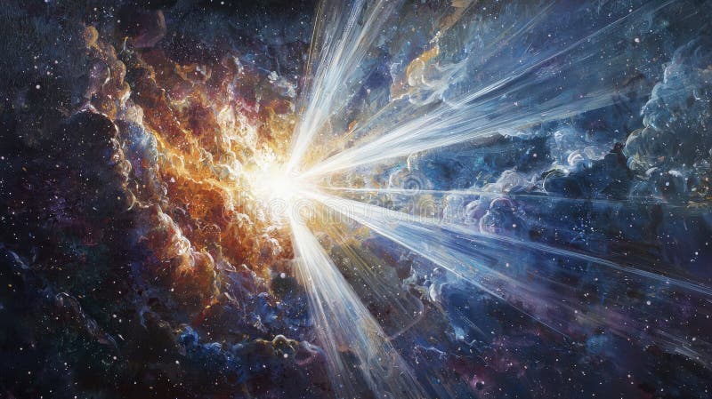 Powerful Ray of Light Slicing through Cosmic Void Space Digital Artwork ...