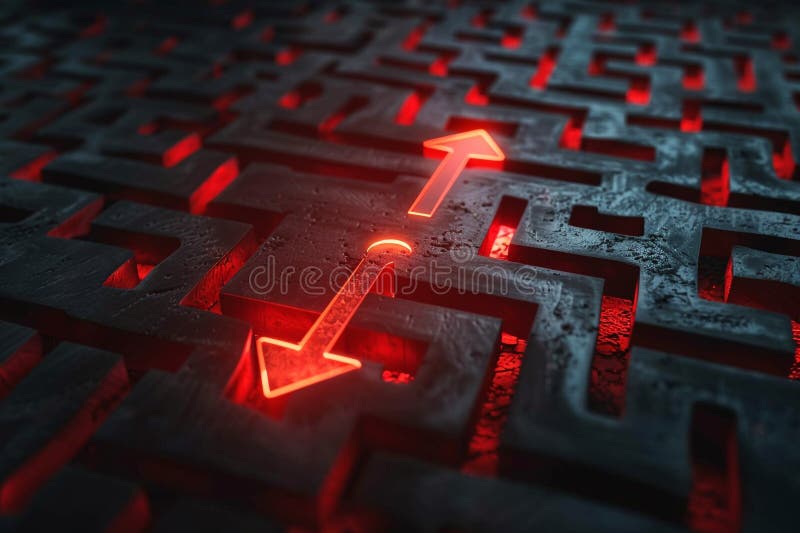 A Powerful Red Arrow Navigating through a Maze Finding Its Breakthrough ...