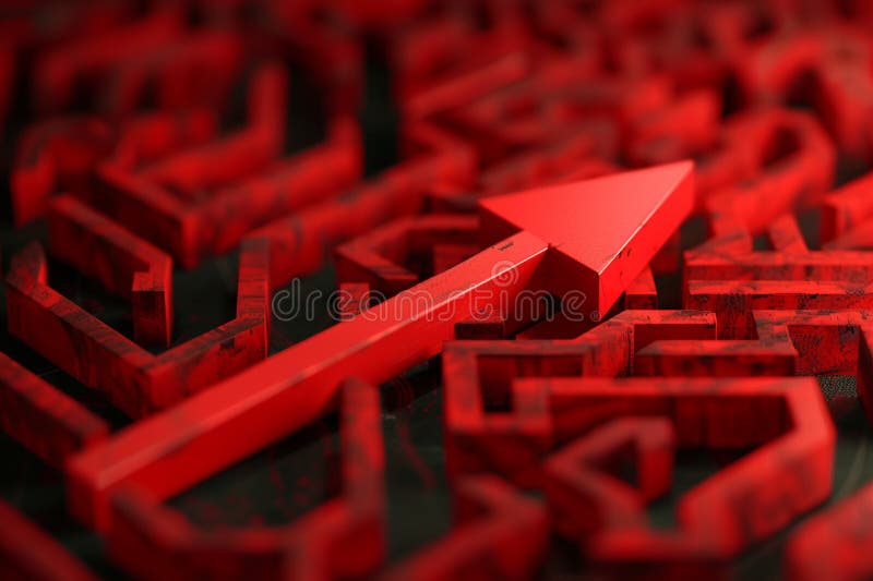 A Powerful Red Arrow Navigating through a Maze Finding Its Breakthrough ... A Powerful Red Arrow Navigating through a Maze Finding Its Breakthrough ...