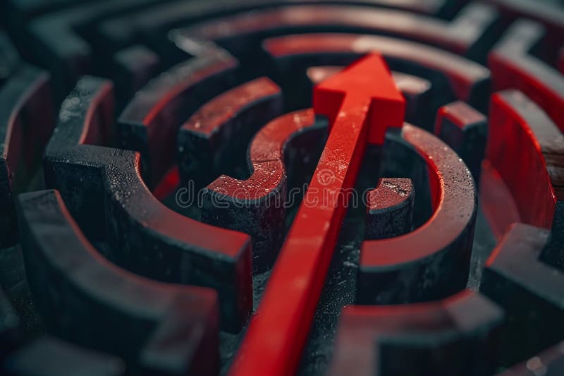 A Powerful Red Arrow Navigating through a Maze Finding Its Breakthrough ...