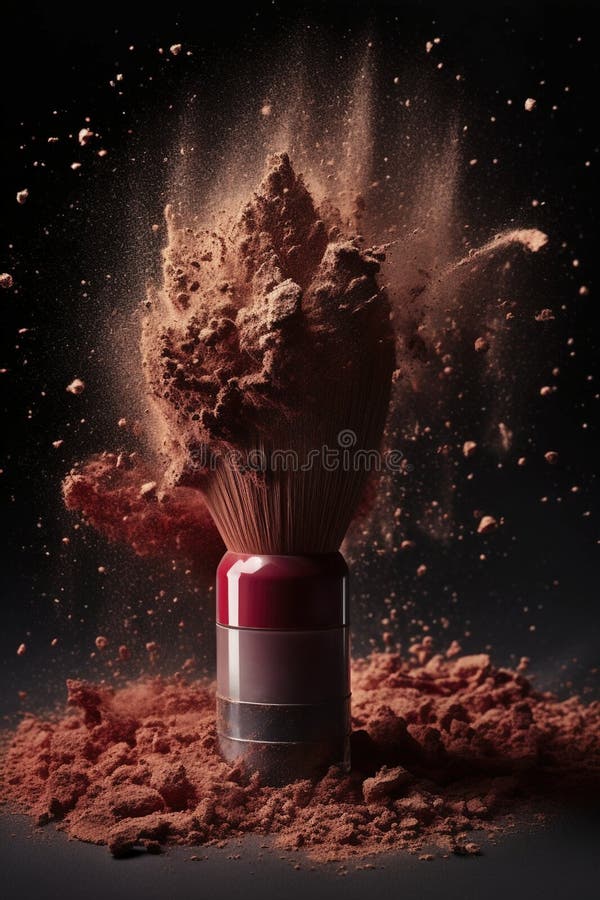 Powerful Red Dust Explosion on Soft Makeup Brush, Created with ...