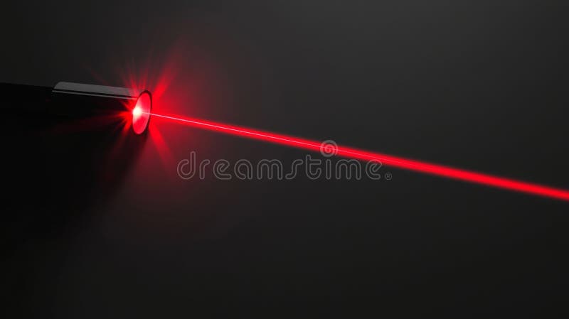 Powerful Red Laser Beam Emitting Light in the Dark Stock Photo - Image ...