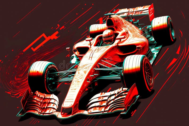 Powerful Red Racing Car at Formula One Racing, Generative Ai Stock ...