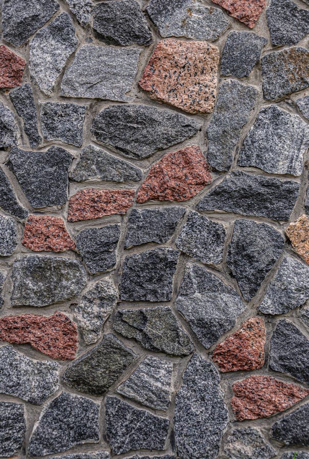 Powerful Reliable Wall Fence from Multi-colored - Gray and Red Granite ...