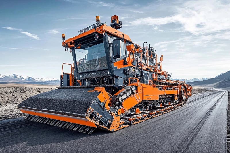 Powerful Road Construction Machine at Work Reshaping the Landscape ...