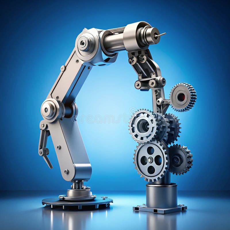 Powerful Robotic Arm with Automated Functions Stock Illustration ...