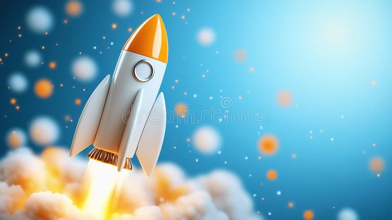 A Powerful Rocket Ascends into a Clear Sky, Symbolizing Great Potential ...