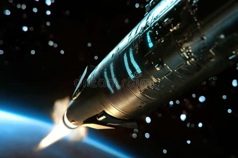 Rocket Launches into Space with Bright Flames and Vibrant Lighting ...