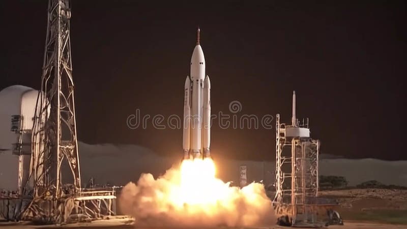 Rocket Launch at Night stock video. Video of development - 373177461