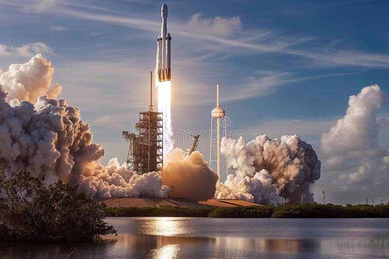 Powerful Rocket Launch Lighting Up the Sky in a Stunning Landscape ...