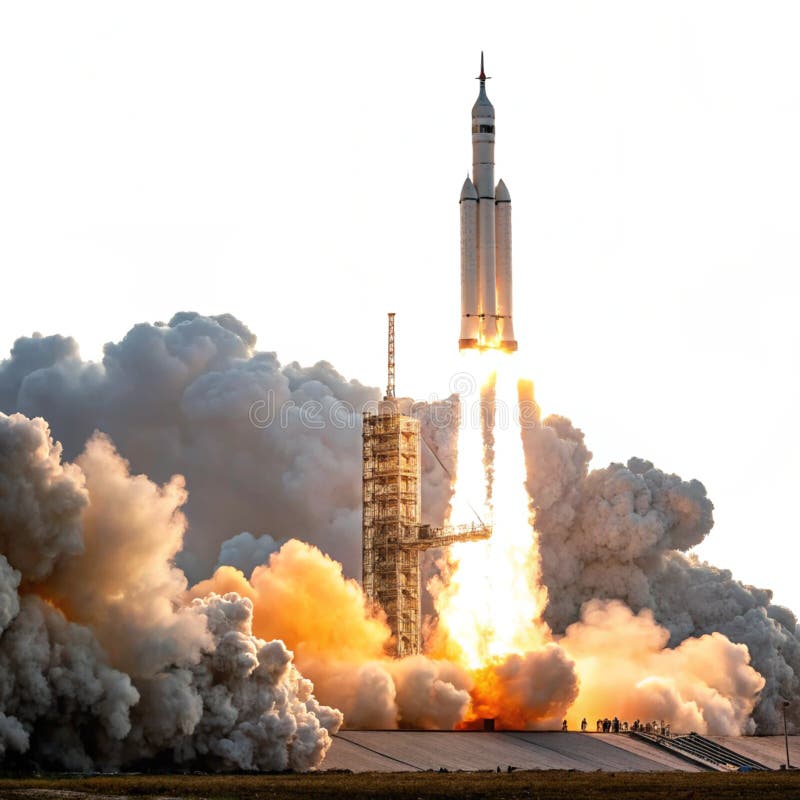 Powerful rocket launch stock illustration. Illustration of future ...