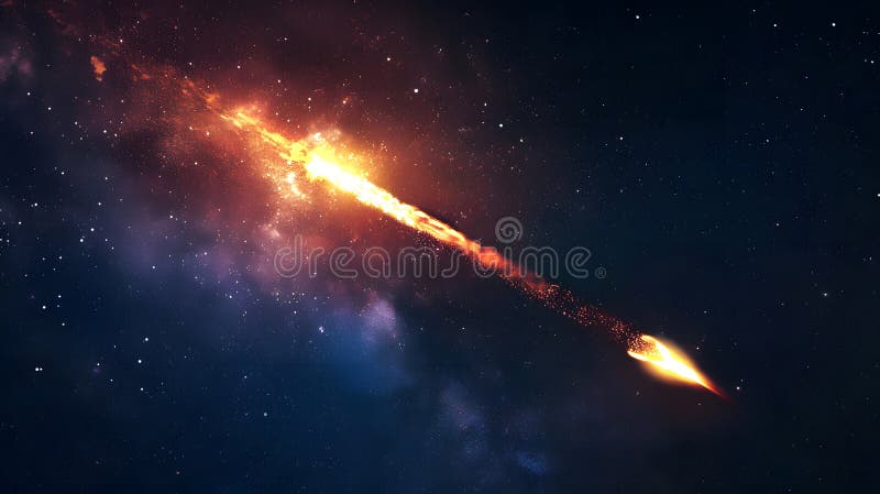Powerful Rocket Launching into Space Dusk with Fiery Trail, Space ...