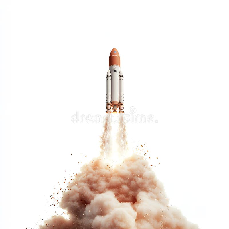 Powerful Rocket Launching into Space Leaving a Trail of Smoke and Dust ...